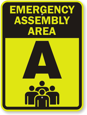 Emergency Evacuation Staging Area Sign With Symbol Nhe30334